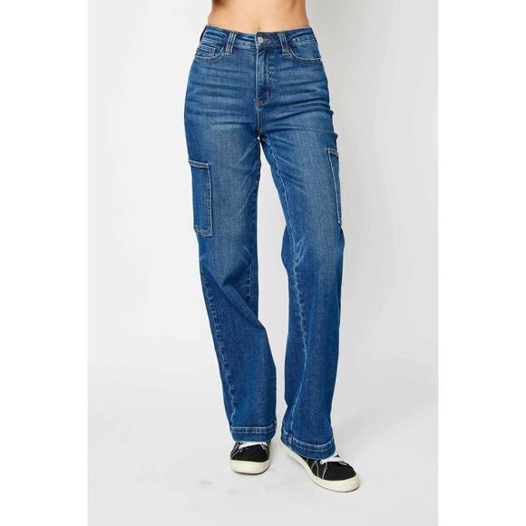 Judy Blue | Jeans | New Judy Blue Cargo Wide Leg Jeans In Dark Blue ...